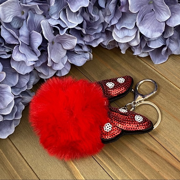 Accessories | Minnie Mouse Red Pom Pom Keychain Charm | Poshmark